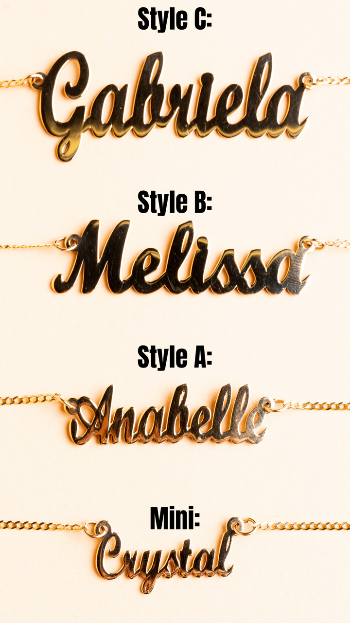 Yellow Gold Name Plate with 18" Necklace - NMP-A