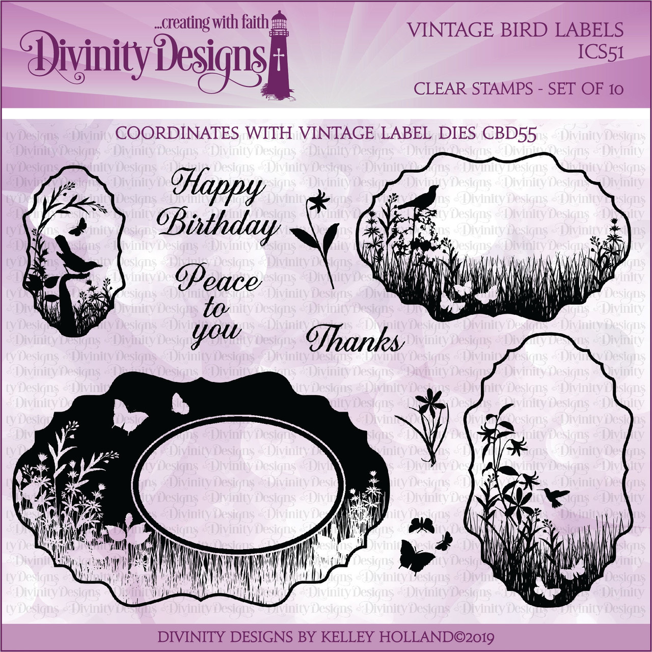 VINTAGE BIRD LABELS (CLEAR STAMPS) - Divinity Designs LLC