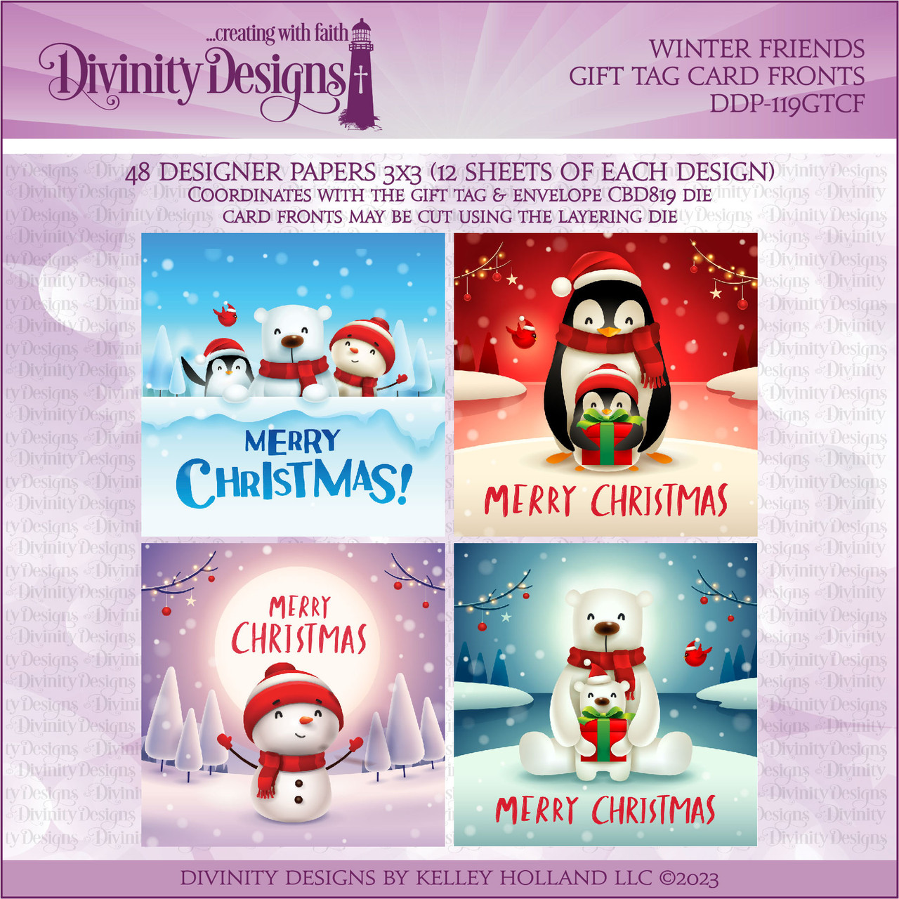 WINTER FRIENDS GIFT TAG CARD FRONTS