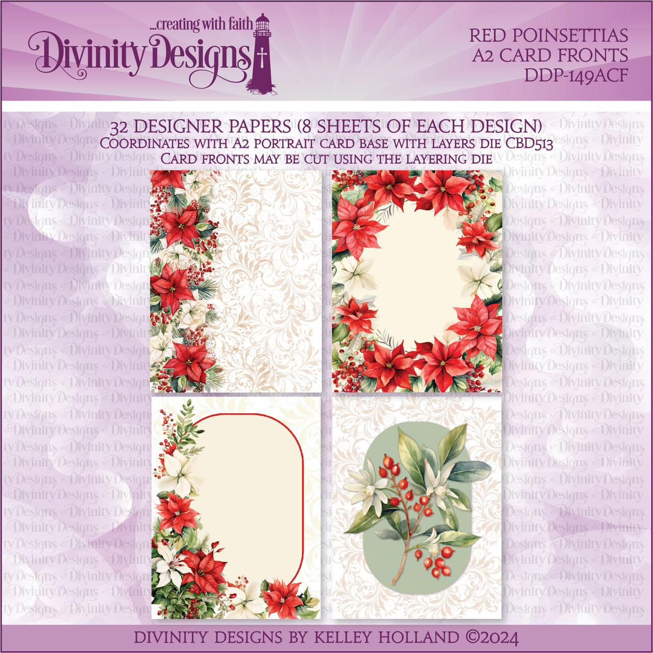 RED POINSETTIAS A2 CARD FRONTS