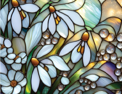 STAINED GLASS SPRING FLOWERS 2 - A2 CARD FRONTS