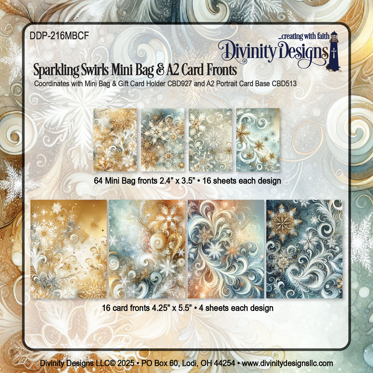 SPARKLING SWIRLS MINI BAG & A2 CARD FRONTS PAPER PAD