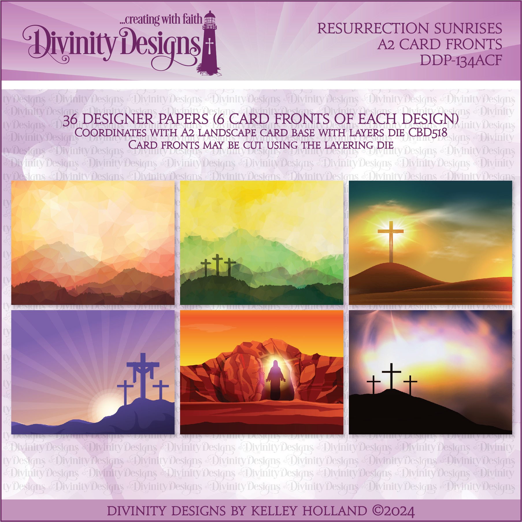 RESURRECTION SUNRISES A2 CARD FRONTS - Divinity Designs LLC