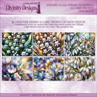 STAINED GLASS SPRING FLOWERS 2 - A2 CARD FRONTS