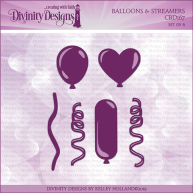 BALLOONS AND STREAMERS DIES - Divinity Designs LLC
