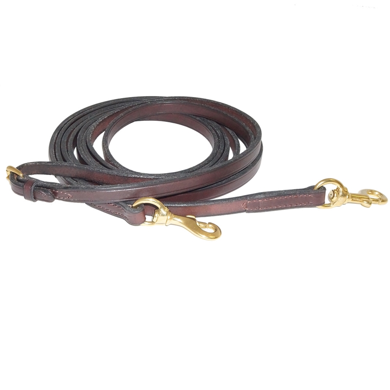 Flat Leather Draw Reins with Snaps