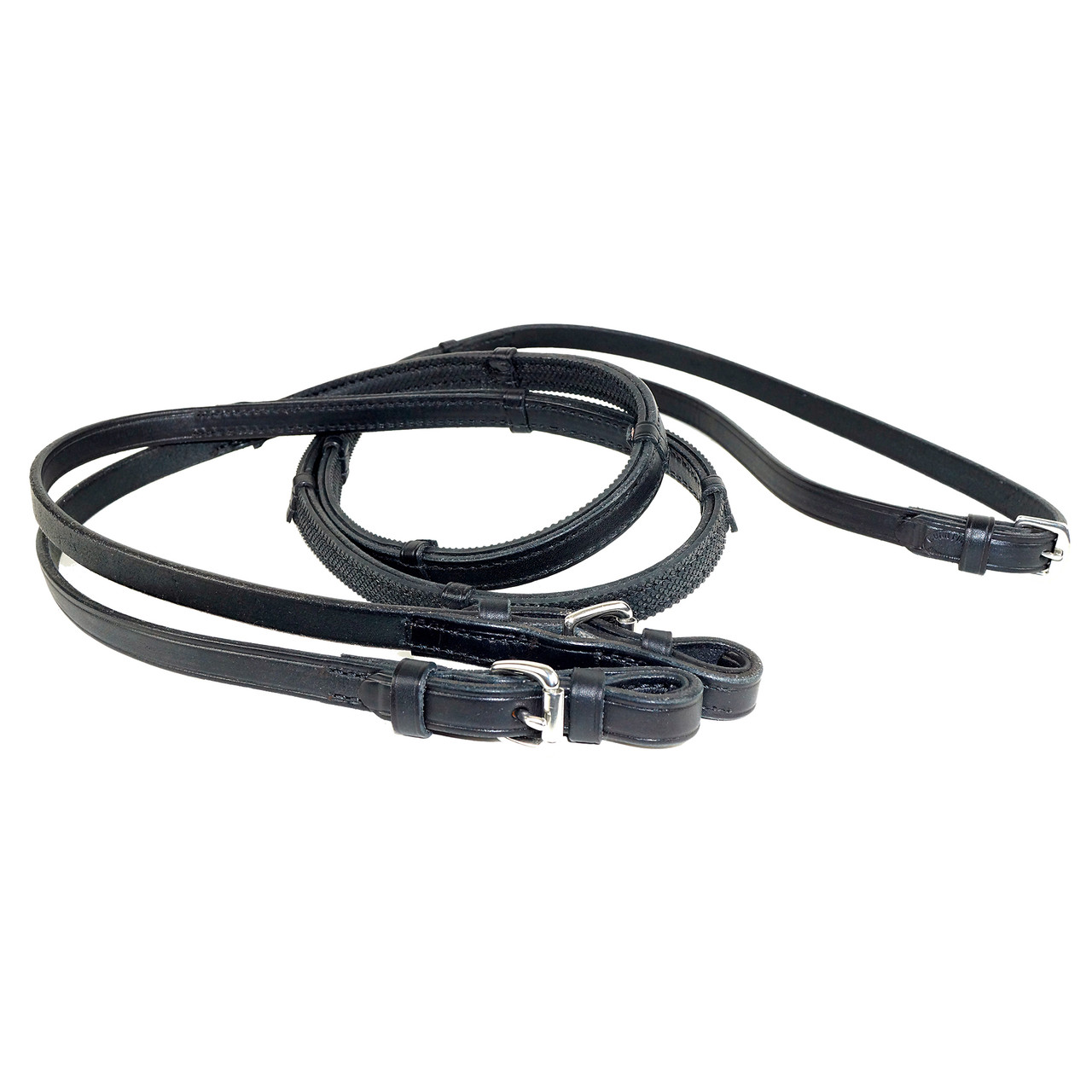 Rubber Lined Reins with Hand Stops 1/2"