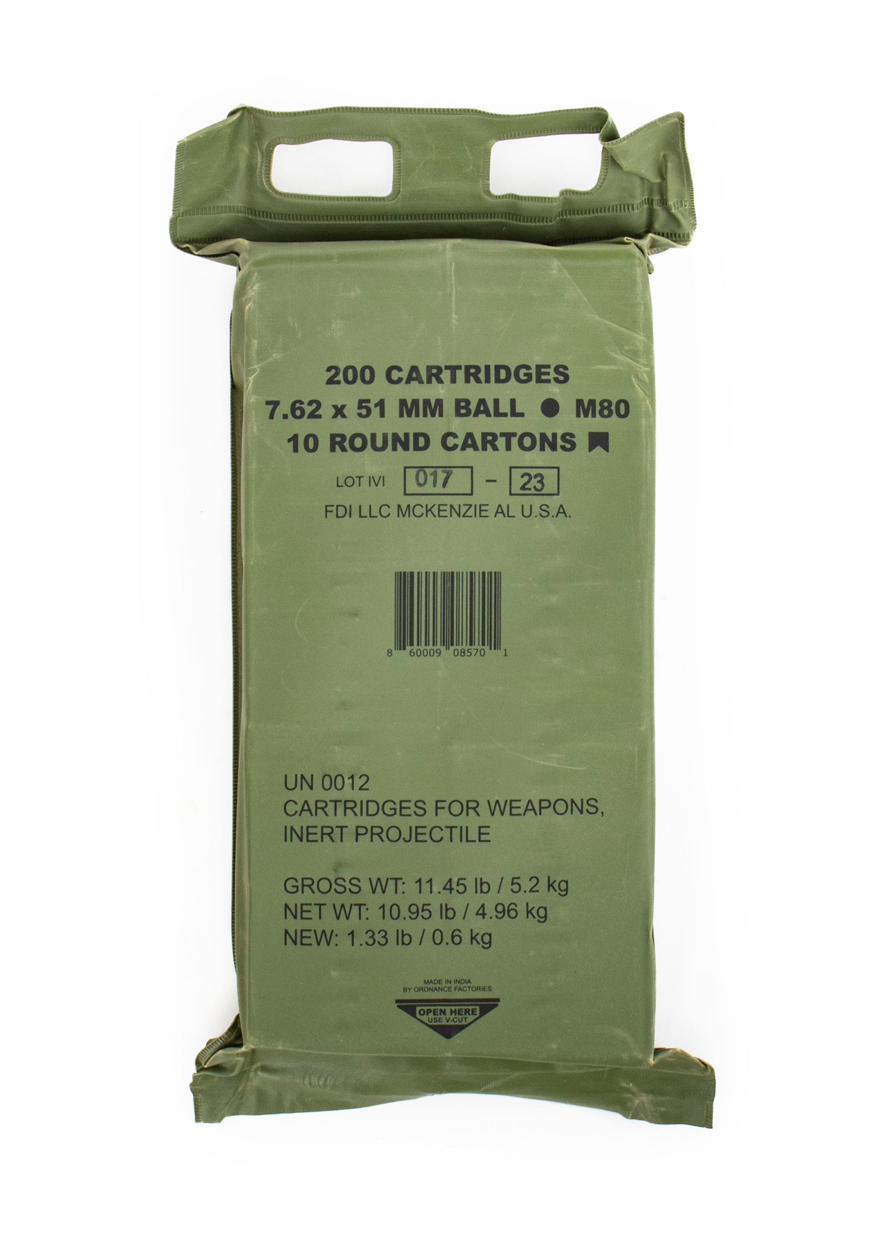 FDI 7.62X51 NATO (308) 149 GR FMJ M80 BALL - 200rd BATTLE PACK