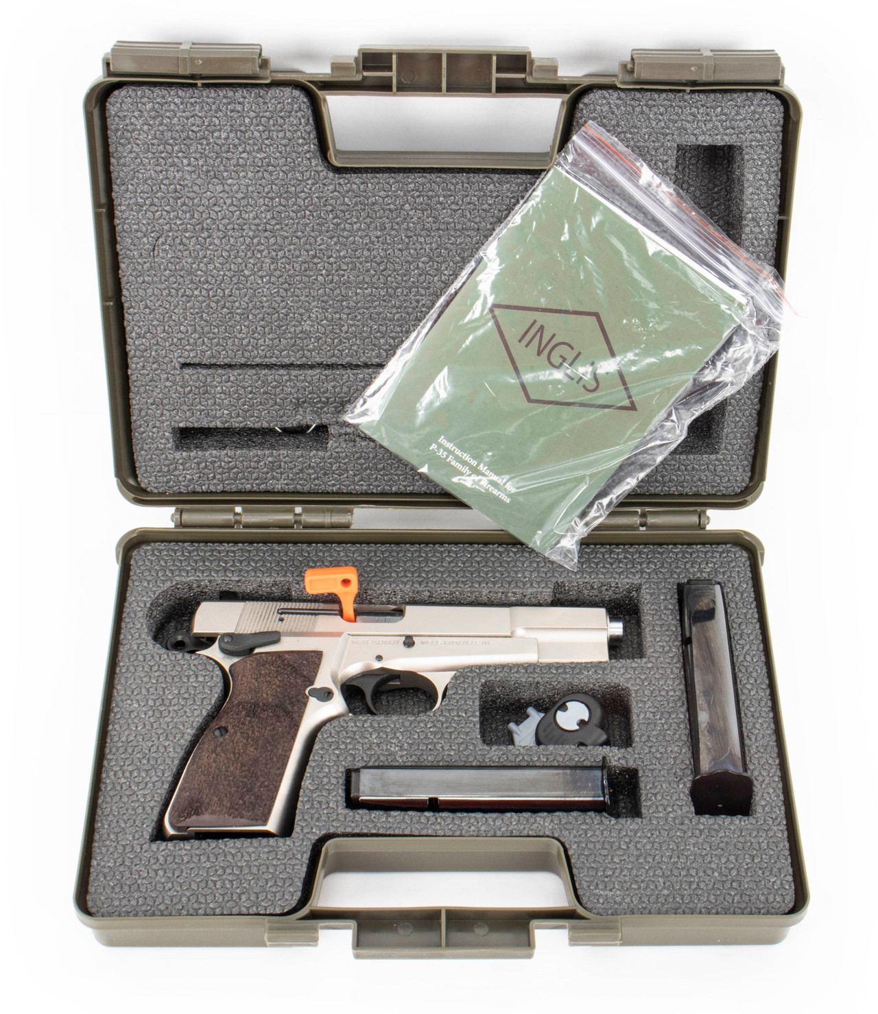 SDS Inglis P-35 9mm Luger 15+1 4.70" Stainless Barrel, Satin Nickel ...