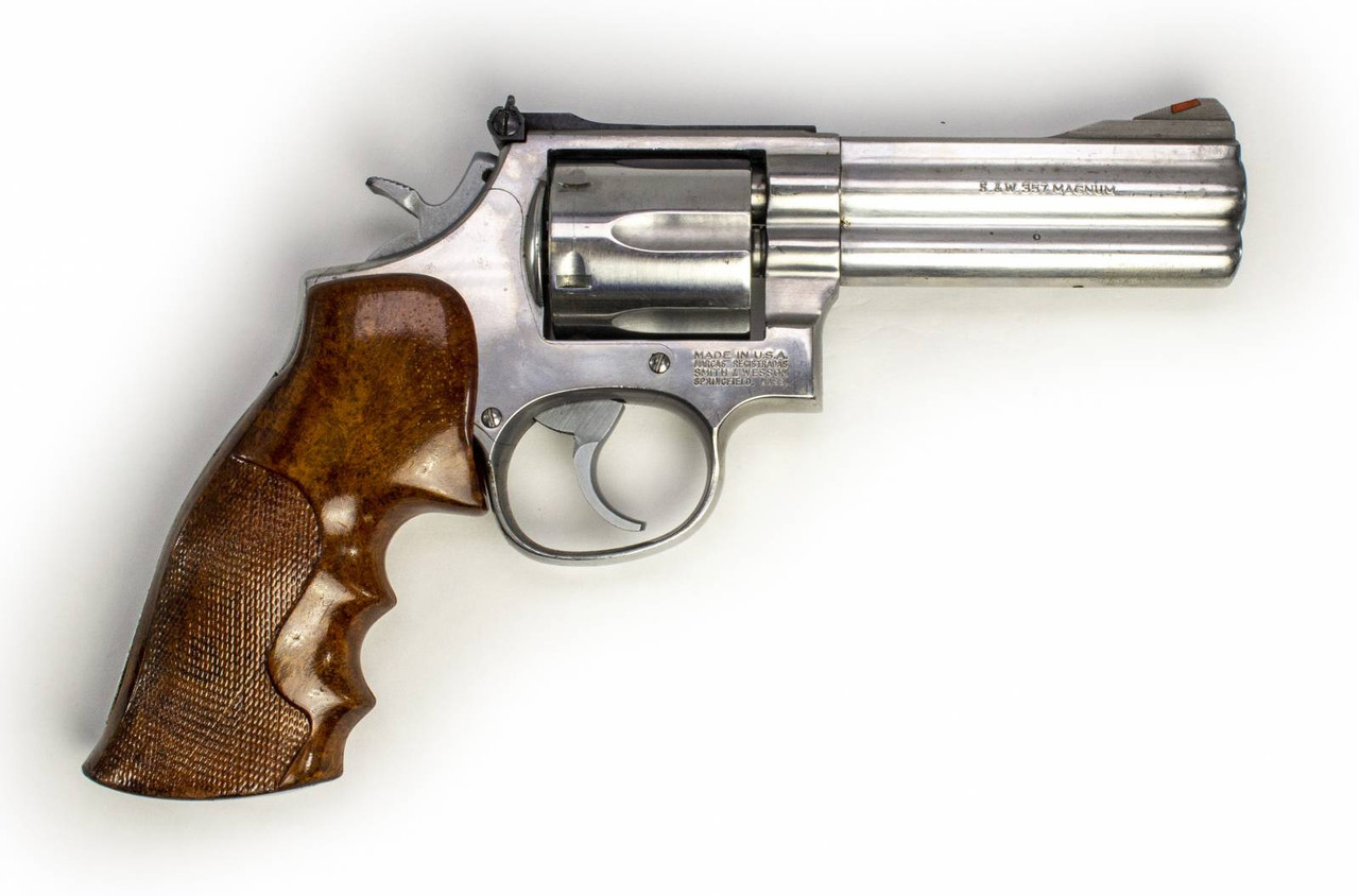 S&W 686-1 357 MAG 4 BARREL HARDWOOD GRIPS STAINLESS STEEL REVOLVER-USED ...