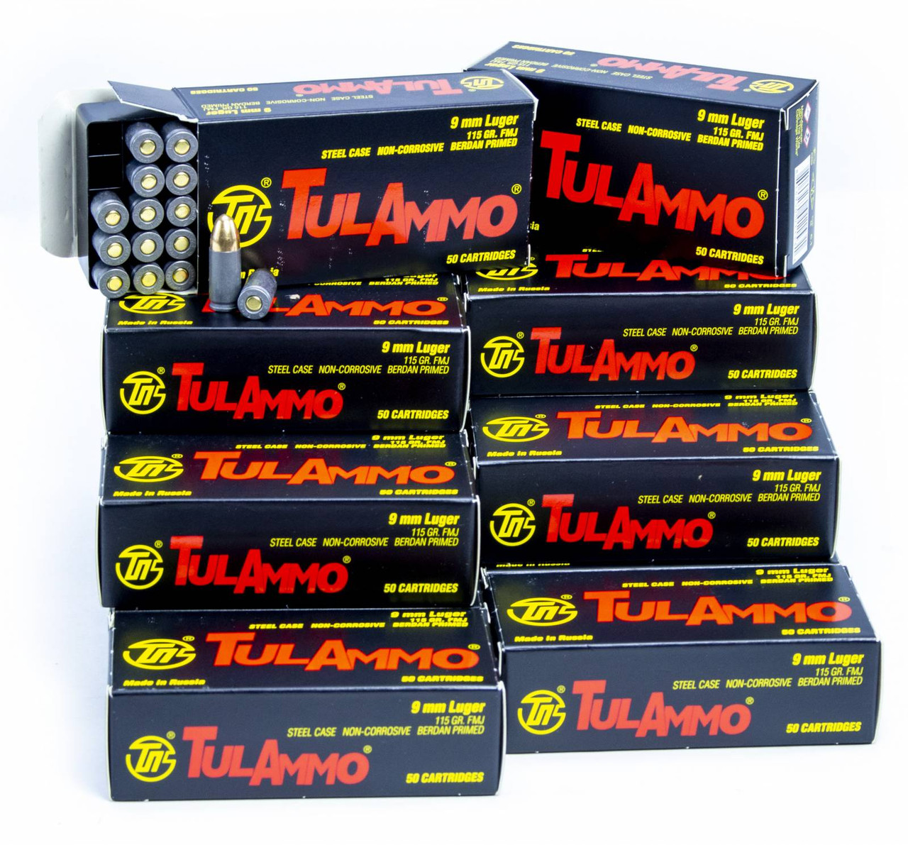 TulAmmo 9mm 115gr FMJ Russian 1000rd Case - Centerfire Systems