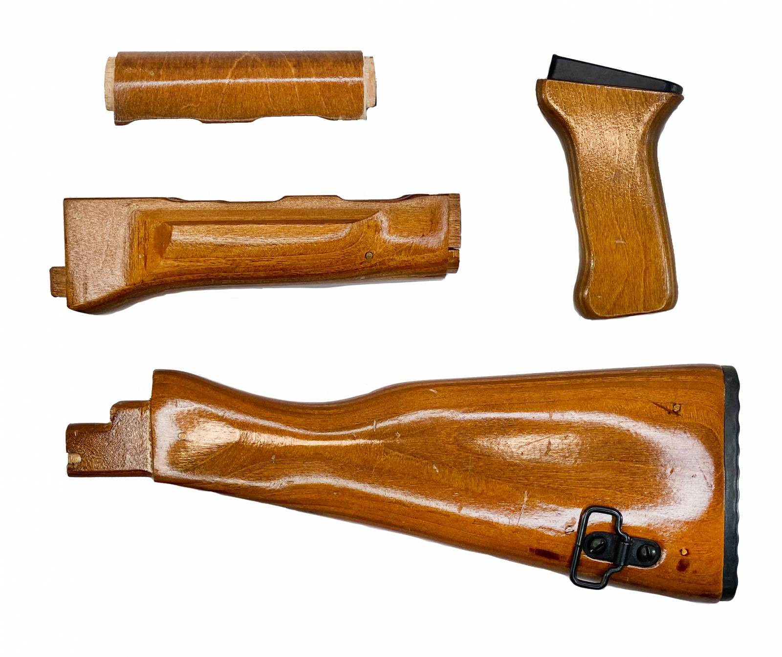AK WOODEN BUTTSTOCK WITH UPPER AND LOWER HANDGUARD AND GRIP 4 PC SET ...