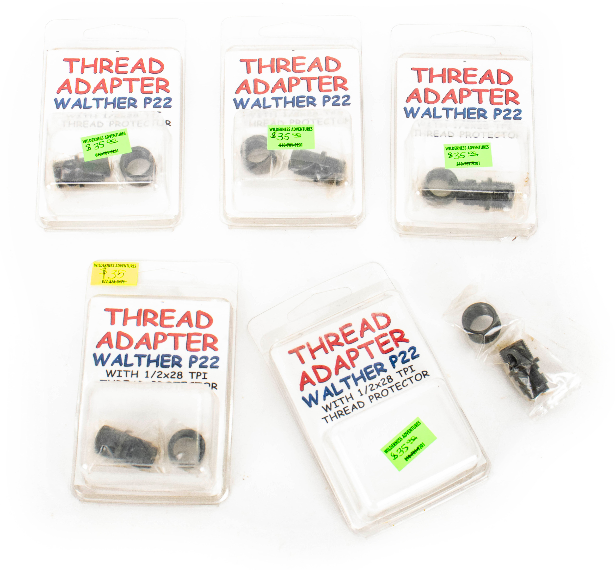 Walther P22 Thread Adapter w/ 1/2x28 TPI Thread Protector - 5 pk ...