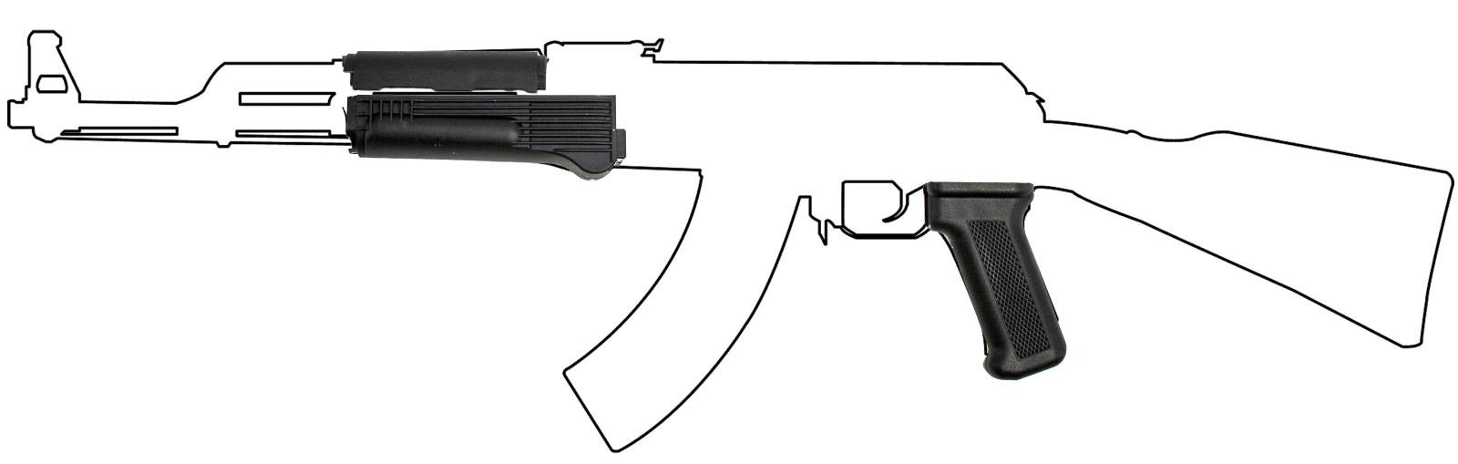 AK Black Polymer Polish Handguard Set w/Pistol Grip - New - Centerfire ...