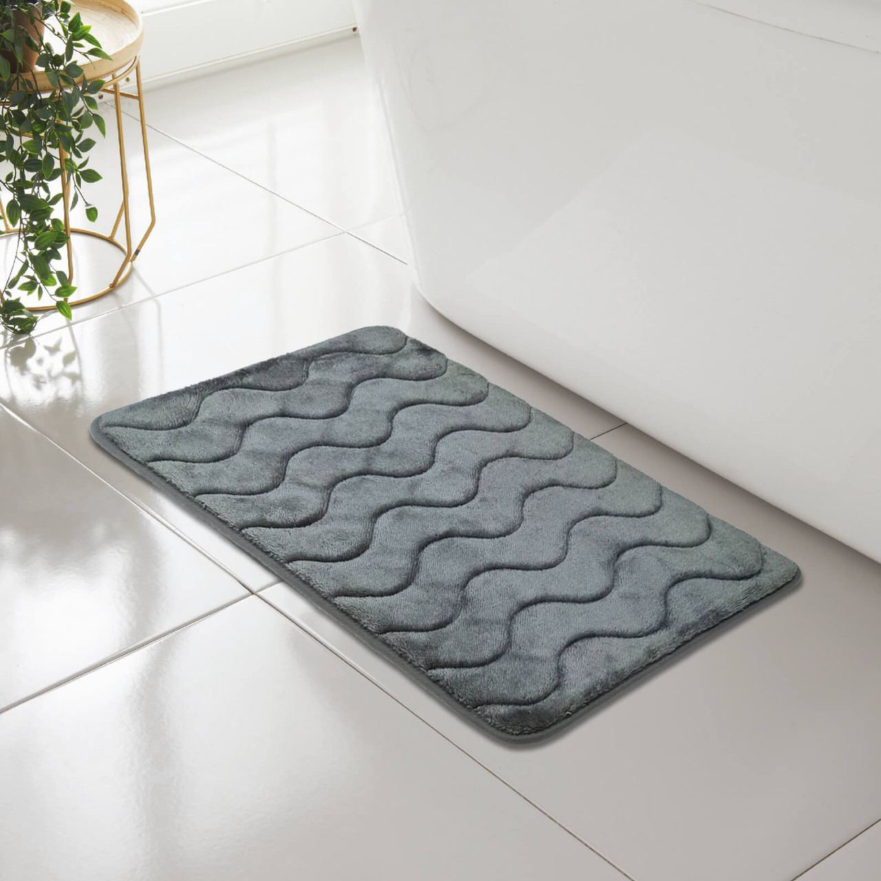 Wave Design Memory Foam Bath Mat – Soft, Absorbent & Non-Slip