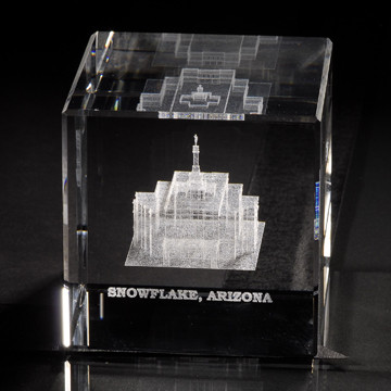 Snow Flake Arizona Temple Crystal Cube - BuyLDSproducts.com