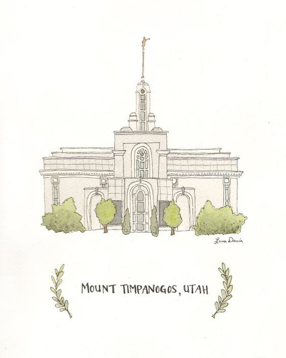 Mount Timpanogos Utah Temple Illustration 5x7 - BuyLDSproducts com