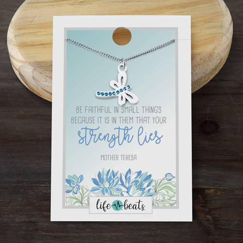 Be Faithful Dragonfly Turquoise Silver Necklace - BuyLDSproducts.com