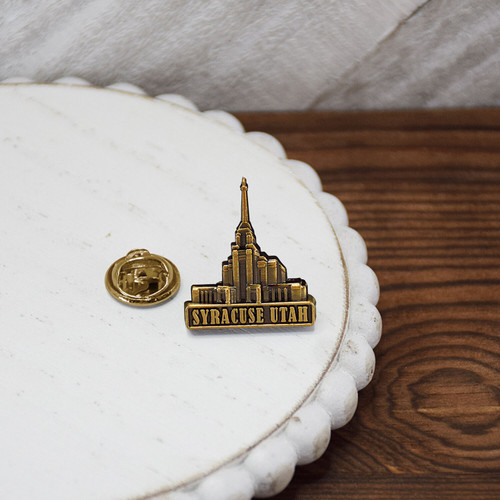 Syracuse Utah Antique Gold Temple Tie Pin - BuyLDSproducts com