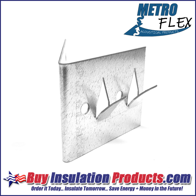 Acoustical Insulation Impaling Clips for Corners