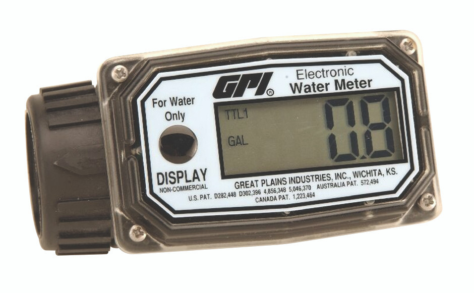 01N12LM GPI electronic water meter, 1" BSP(f) inlet - 100L/min ...