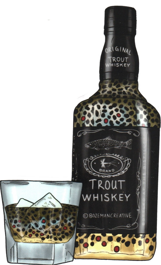 Brown Trout Whiskey Sticker - Custom Fly Rod Crafters