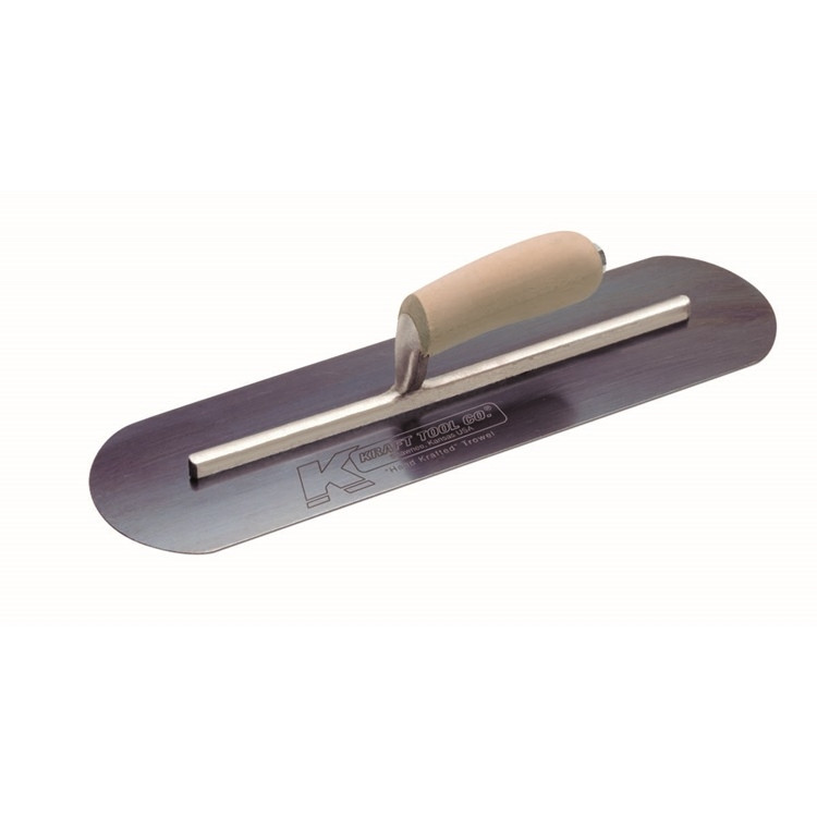 Long Shank Blue Steel Pool Trowel with Camel Back Wood Handle (16" x 4 ...