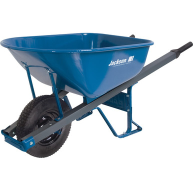 Steel Contractor Wheelbarrow with Steel Handles & Flat Free Tire ...