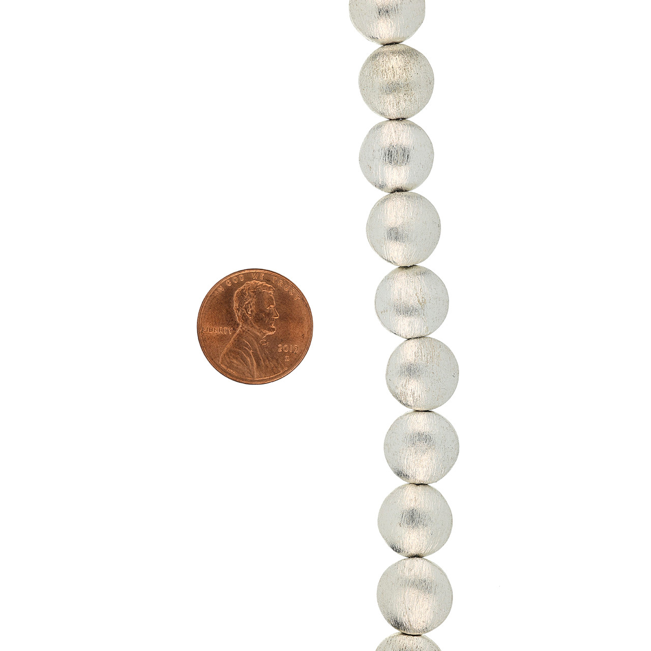 Silver Colored Coin Brushed Metal Beads 12.2MM