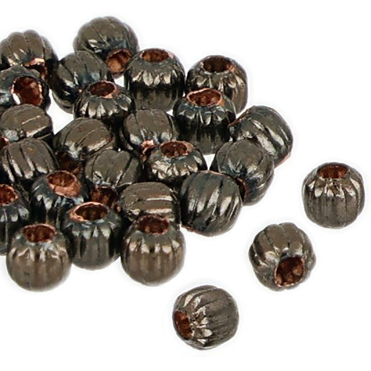 Round Corrugated Gun Metal Bead 3.7MM