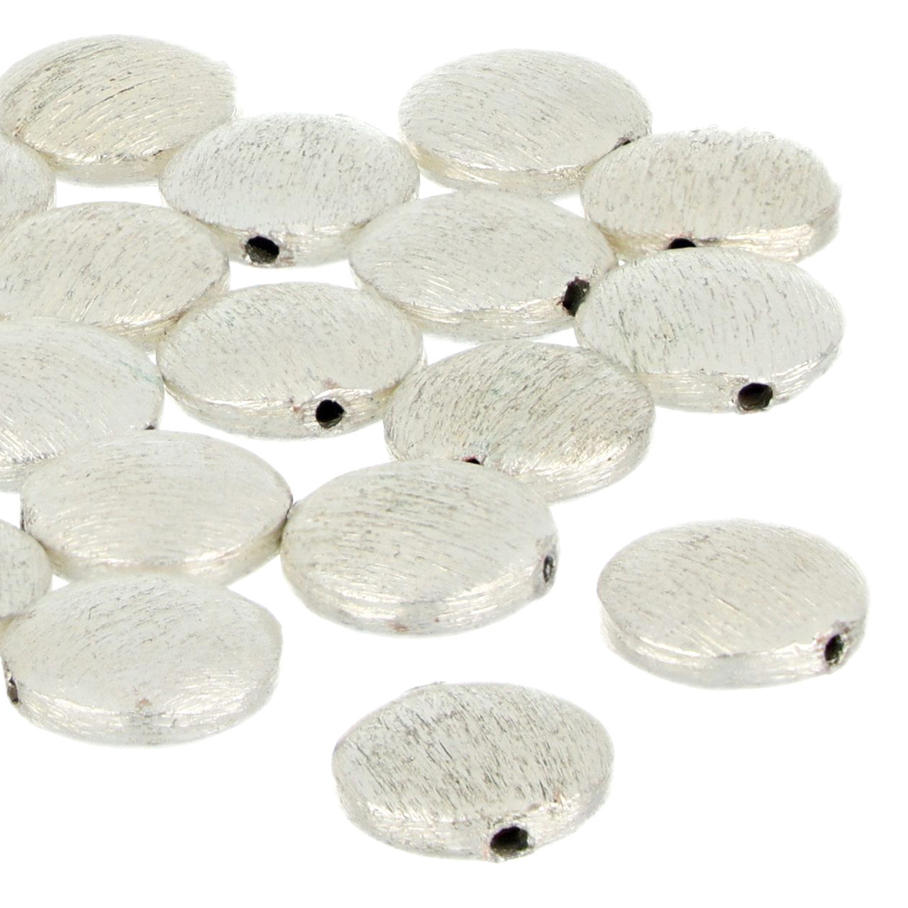 Silver Colored Coin Brushed Metal Beads 10.2MM