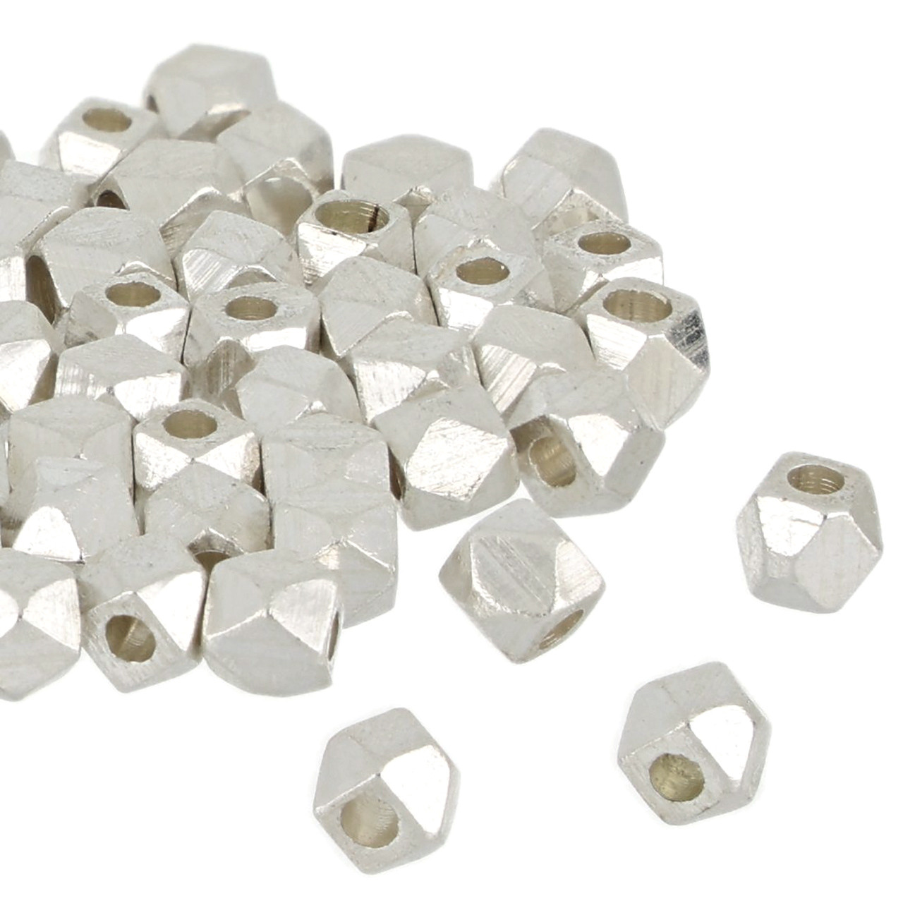 Faceted Silver Colored Beads 5x4.3MM
