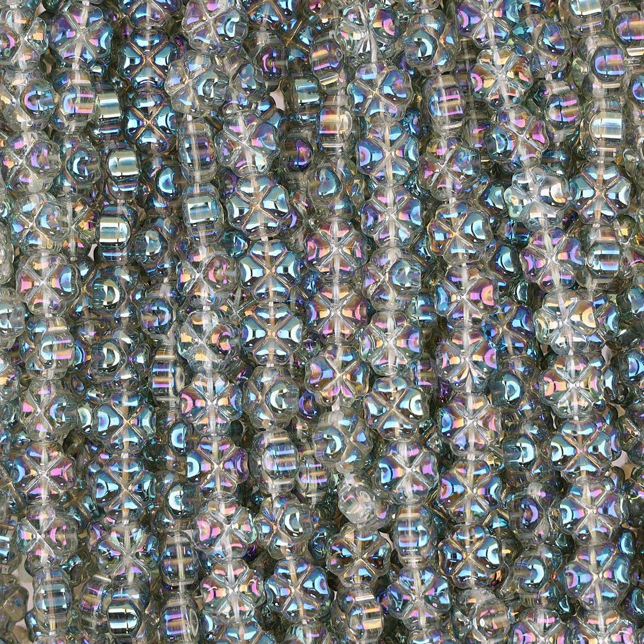 Clover Shape Glass Beads Mermaid Green