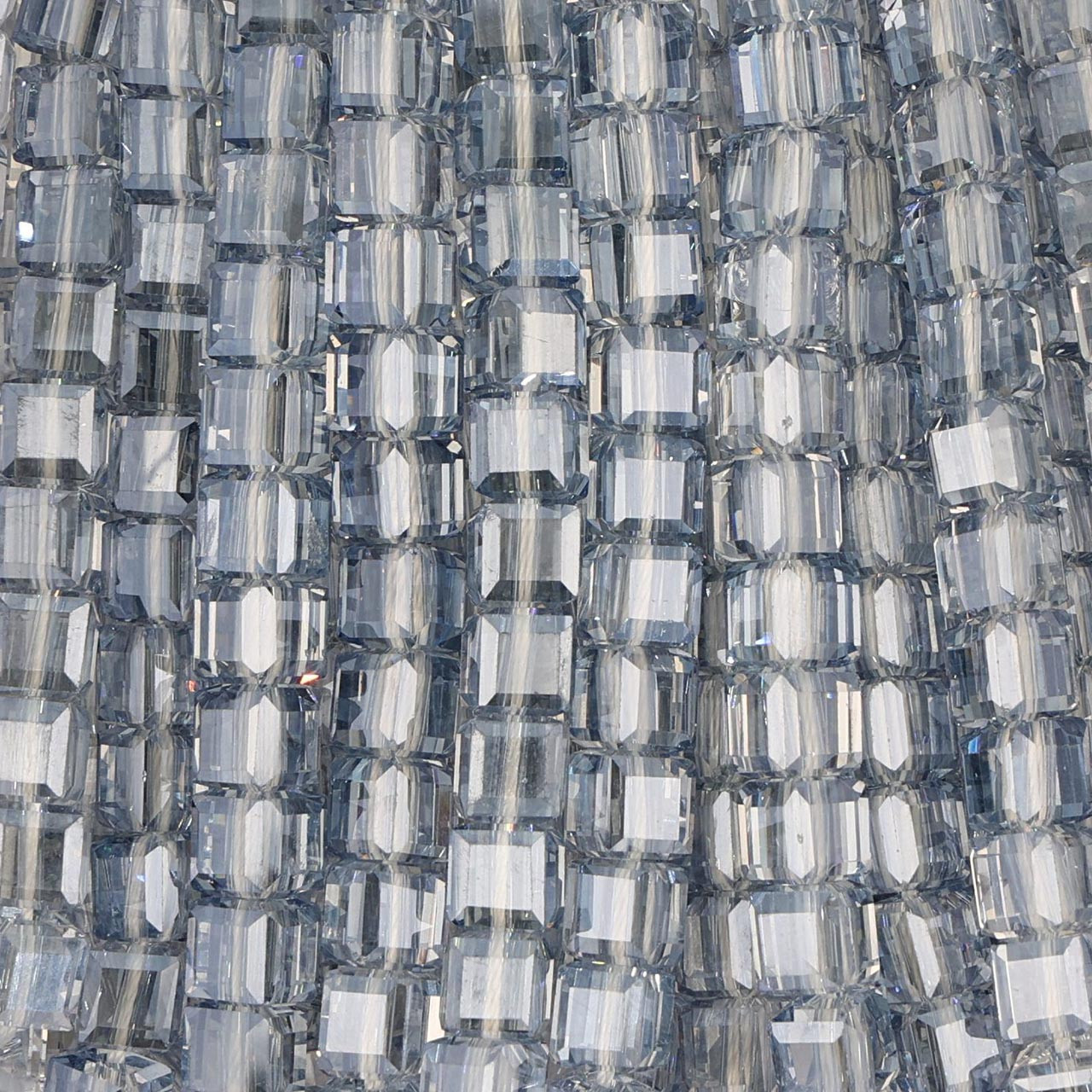 7.5 mm - Square Faceted Glass Beads - Powder Blue