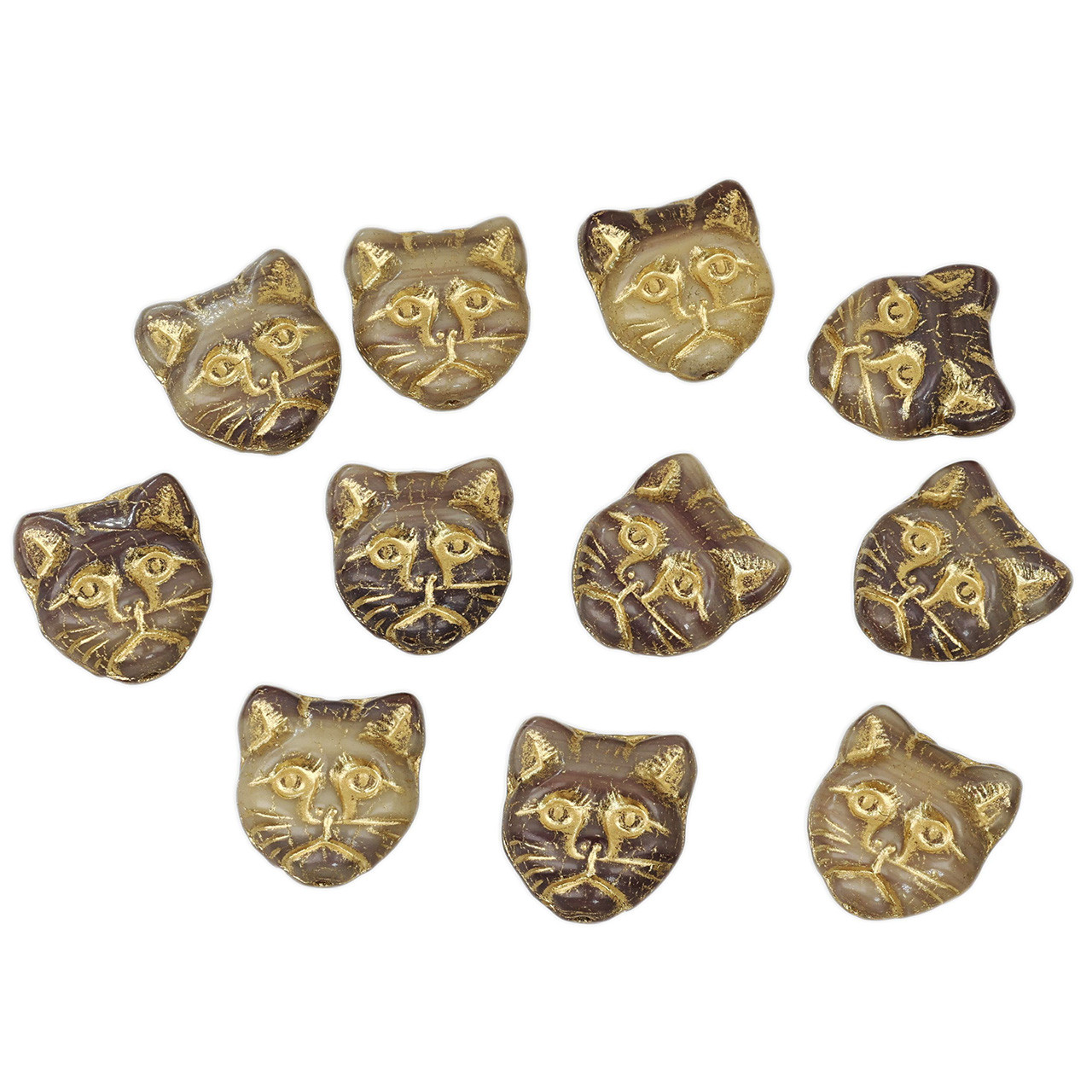 Cat Head Czech Glass Beads