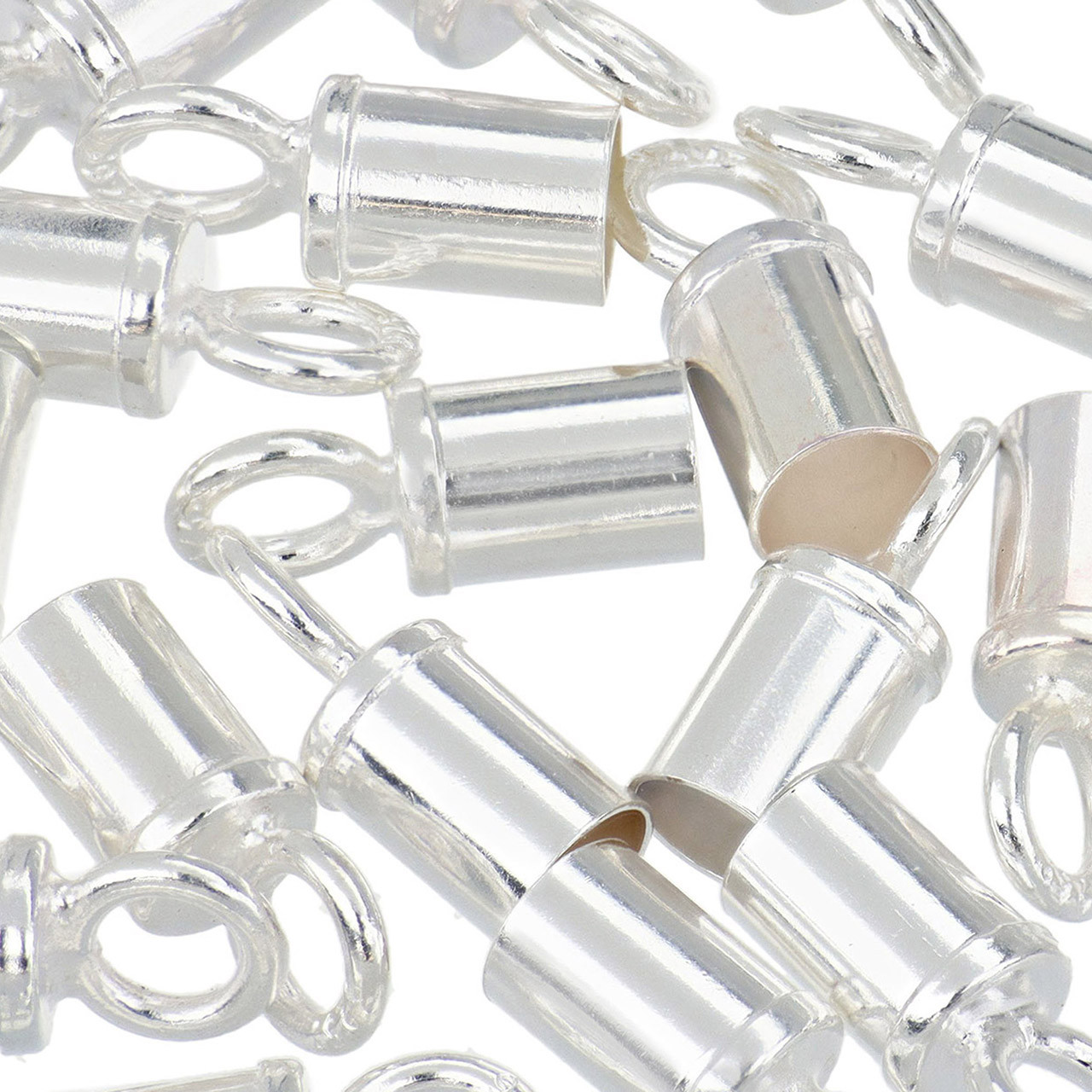 Sterling Silver End Caps - 3mm ID 4 Pcs