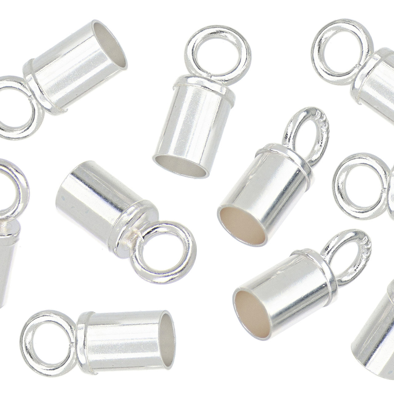 Sterling Silver End Caps - 3mm ID 4 Pcs