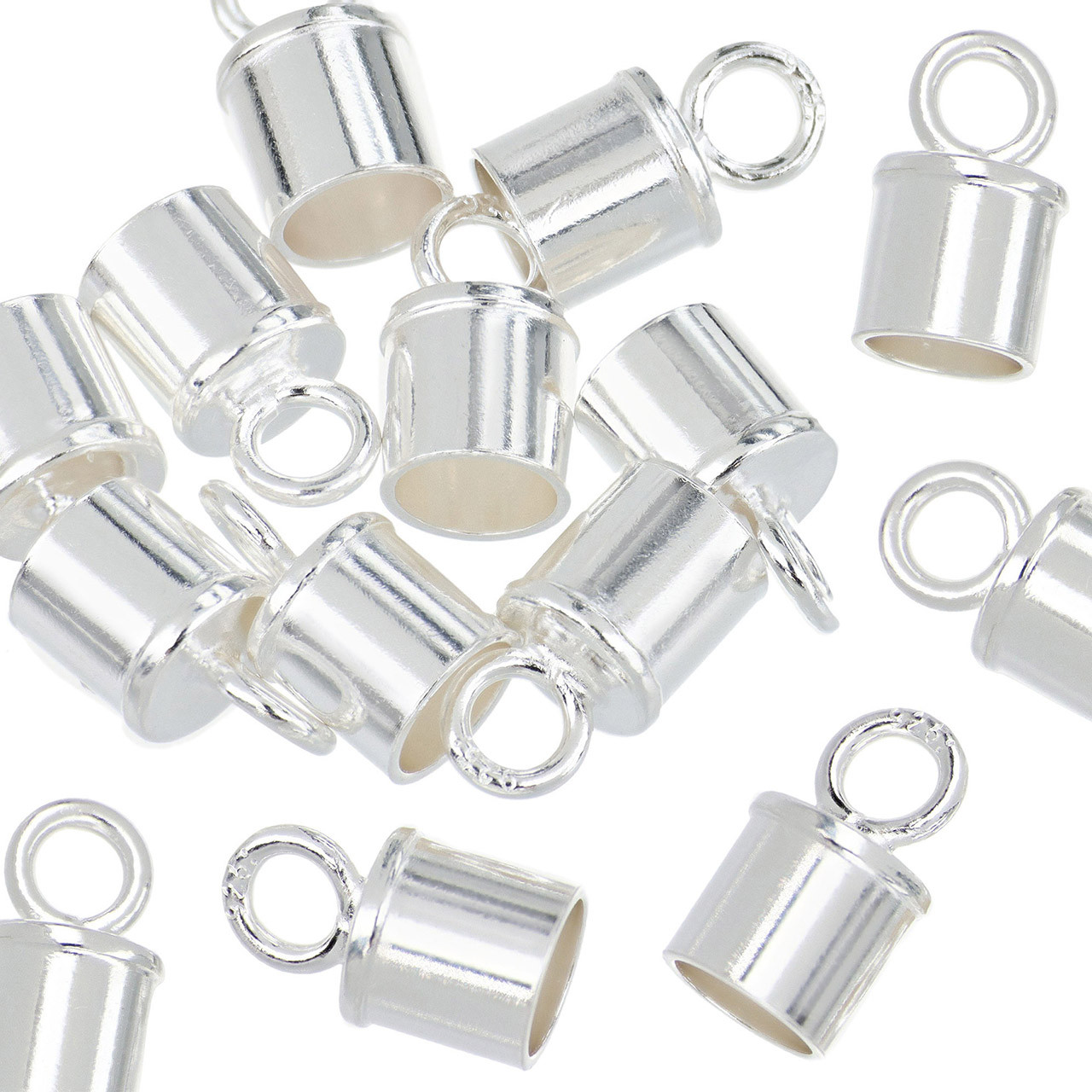 Sterling Silver End Caps - 4mm ID 2 Pcs