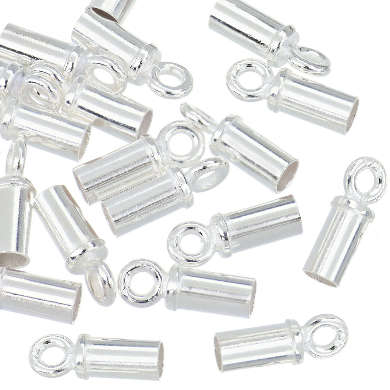 Sterling Silver End Caps - 2mm ID 4 Pcs