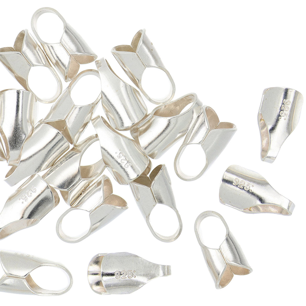 Sterling Silver Round End Caps - 4mm ID 4 Pcs