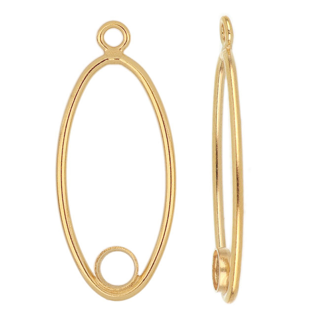 14k Gold Filled Oval Drops W/ 3mm Bezel 20x10mm 1 Pair
