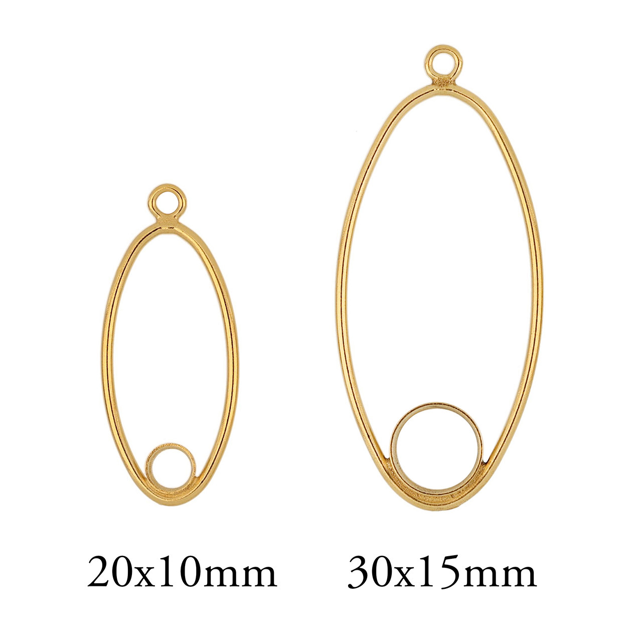 14k Gold Filled Oval Drops W/ 3mm Bezel 20x10mm 1 Pair