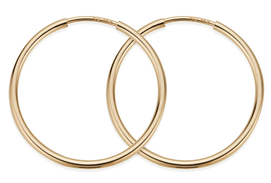 14k Gold Filled Endless Hoop Earrings 1 Pair 40mm