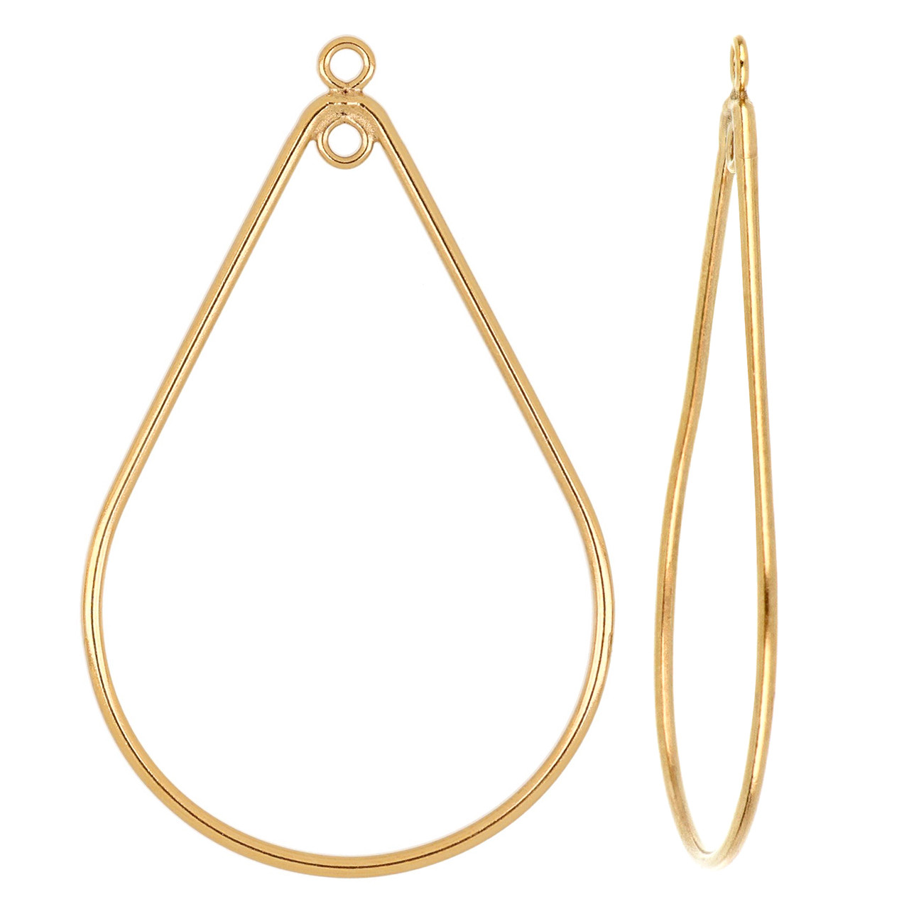 14k Gold Filled Teardrop Drop W/Closed Ring 38x25mm 1 Pair