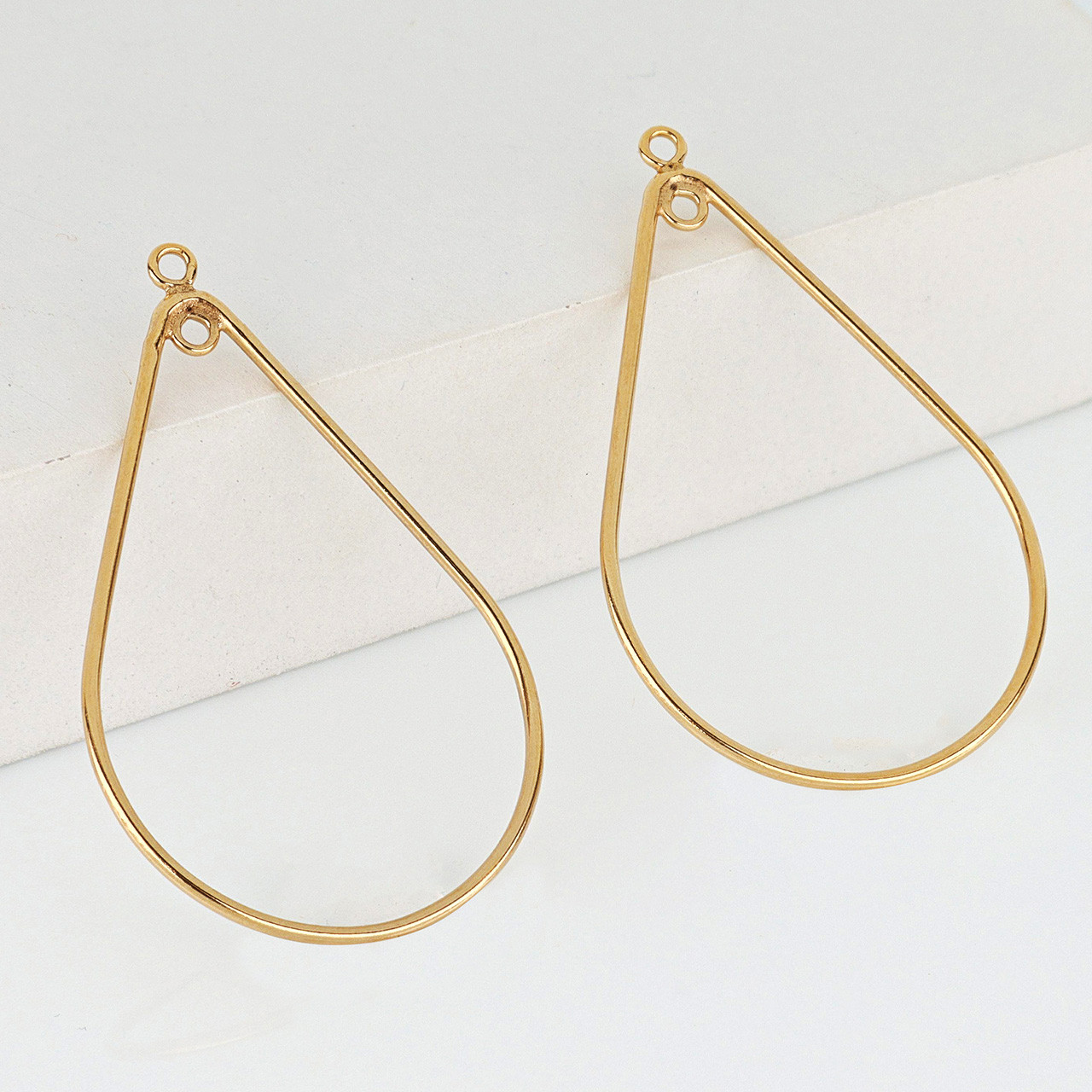 14k Gold Filled Teardrop Drop W/Closed Ring 38x25mm 1 Pair