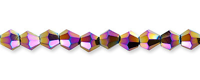 Bicone Shaped Glass Beads 3mm - Gold & Blue