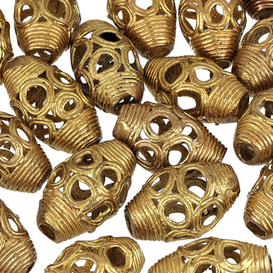 Ashanti Handmade Unique Ornate Brass Brass Beads 17-18mm