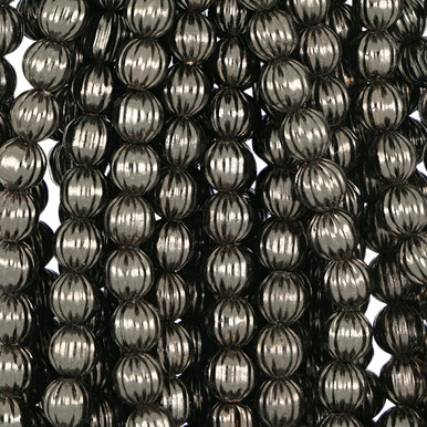 Round Corrugated Gun Metal Bead 5.5MM