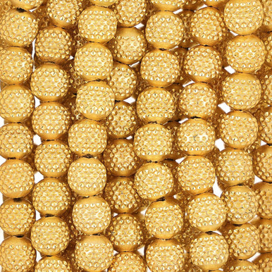 Gold Colored Textured Round Metal Bead 8.3MM