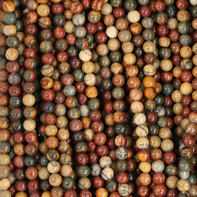 4 mm Red Picasso Jasper Gemstone Round Smooth Beads